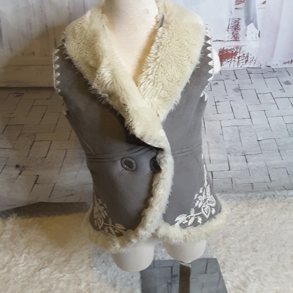 Monsoon | Jackets & Coats | Monsoon Grey Faux Suede And Fur Vest Size 4 ...